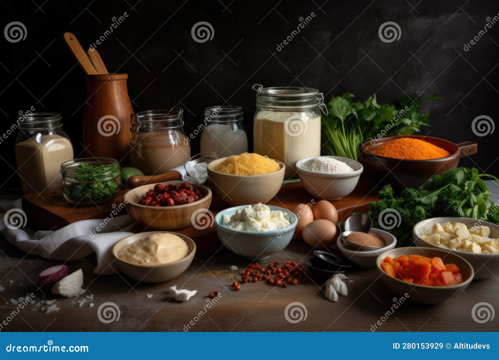 A Collection of Different Ingredients, Ready To Be Combined and Prepped ...