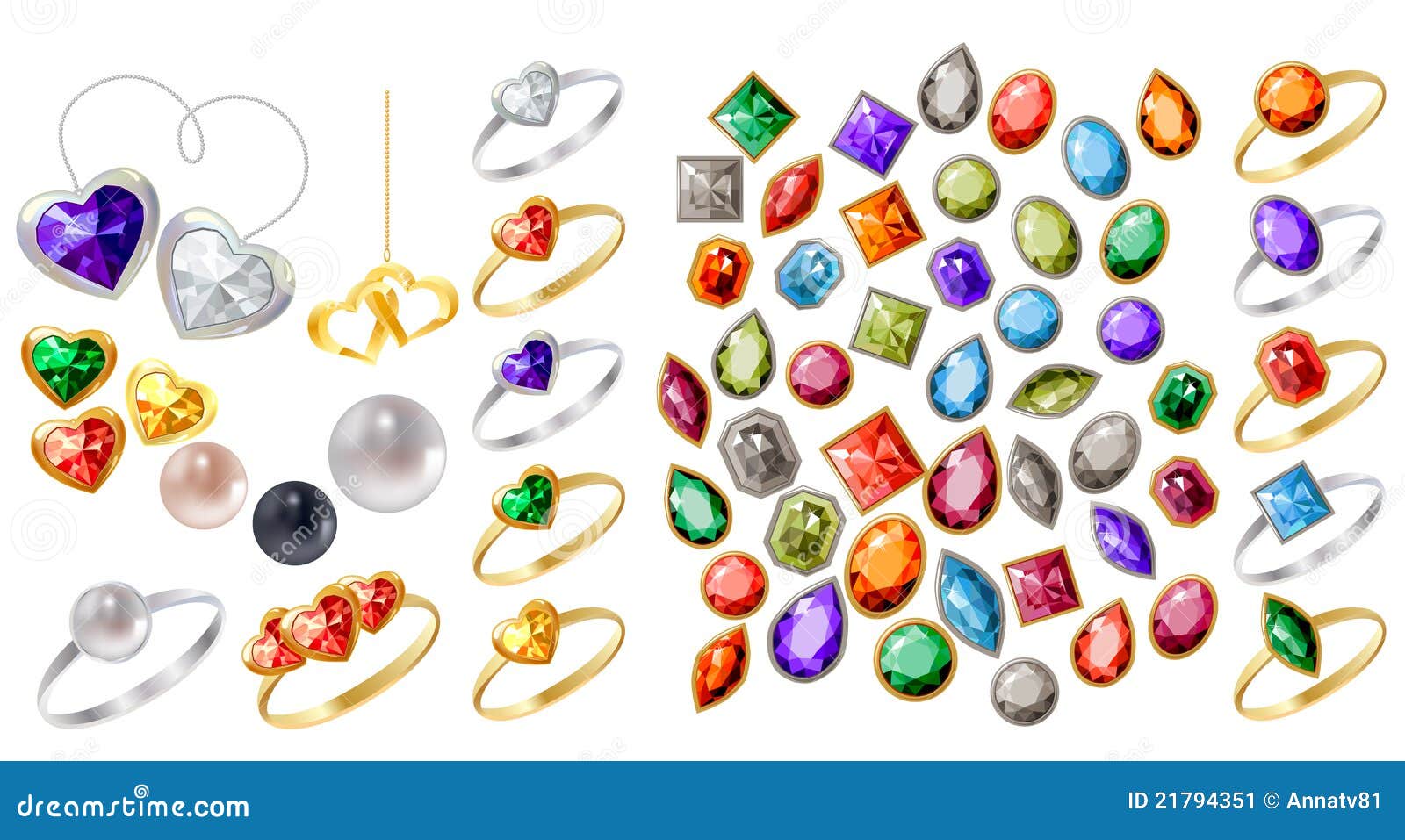 Collection of Different Jewels Stock Vector - Illustration of icon ...