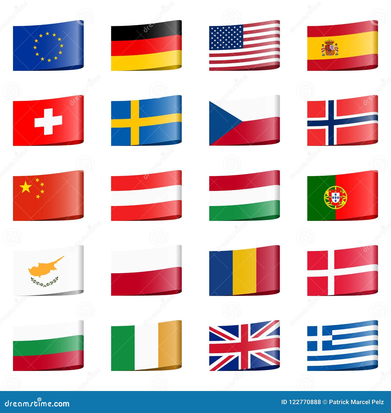 Collection Flags National Countries Stock Vector - Illustration of ...