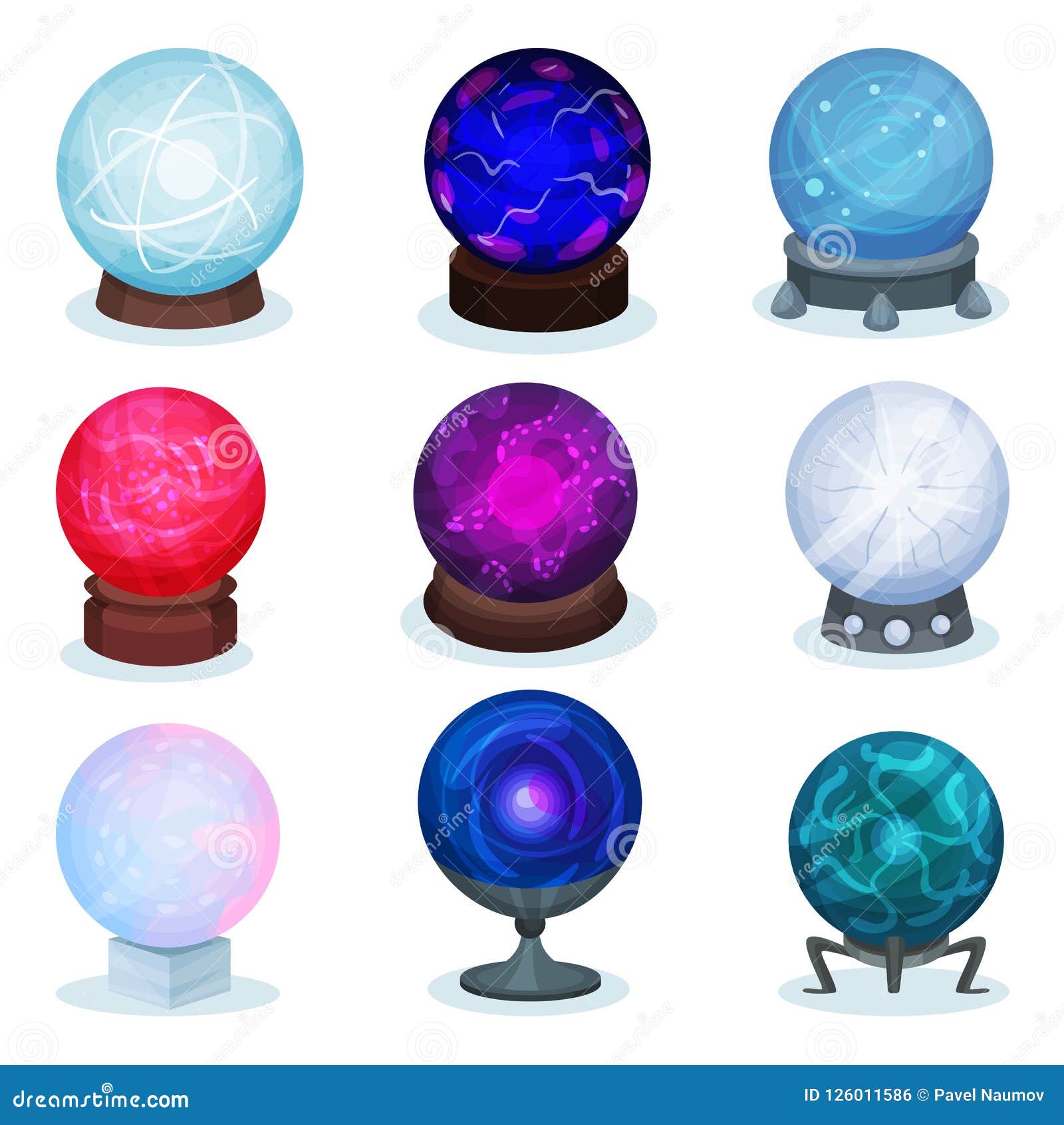 Flat Vector Set of Magic Balls. Colorful Glass Spheres. Object for ...