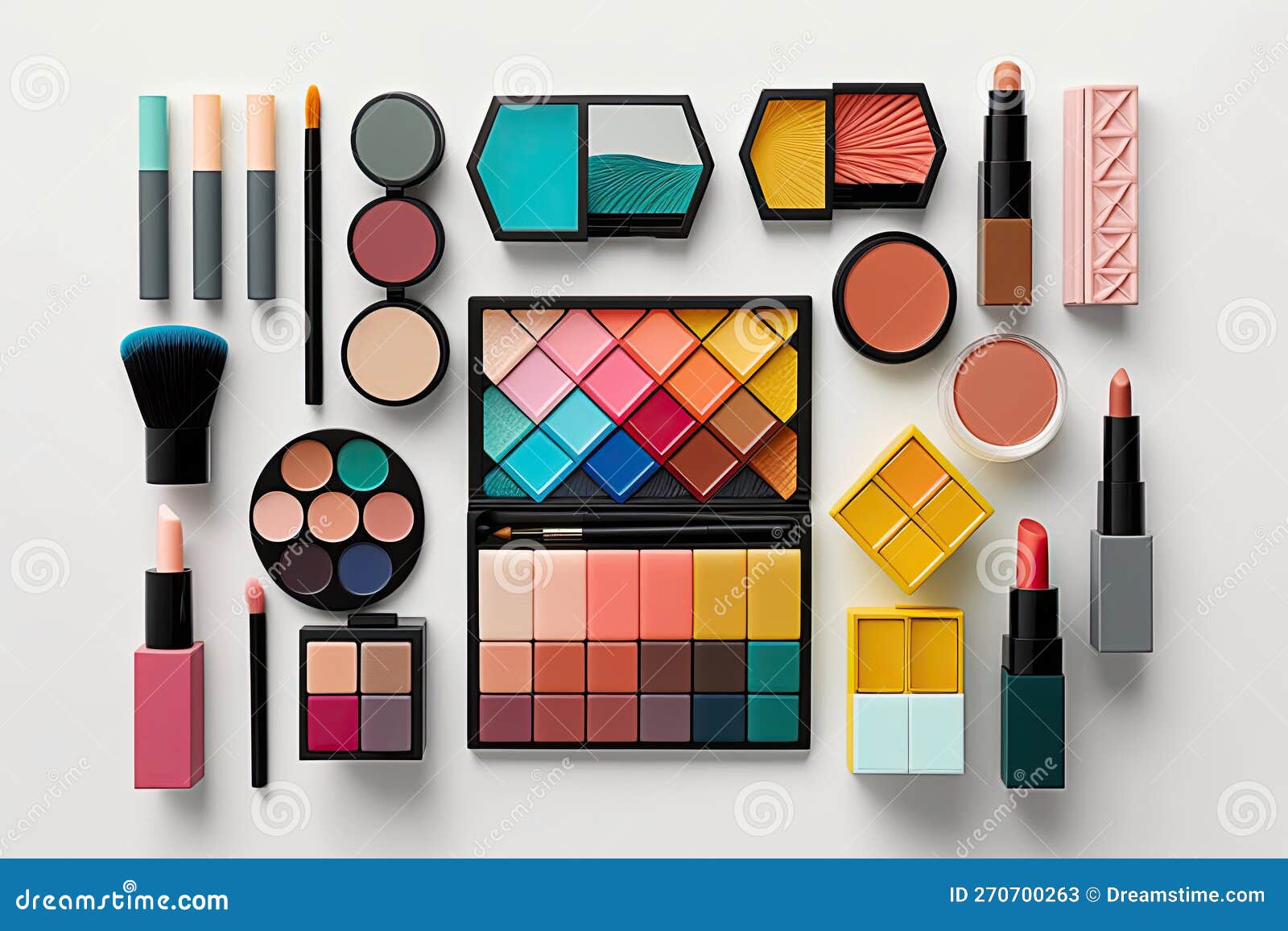 Collection of Different Makeup Products Arranged in an Artistic Display ...