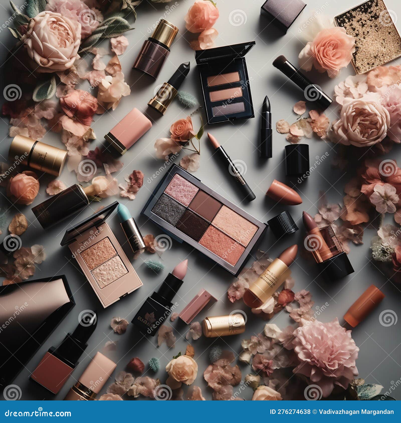 Collection of Different Makeup Products Stock Illustration ...