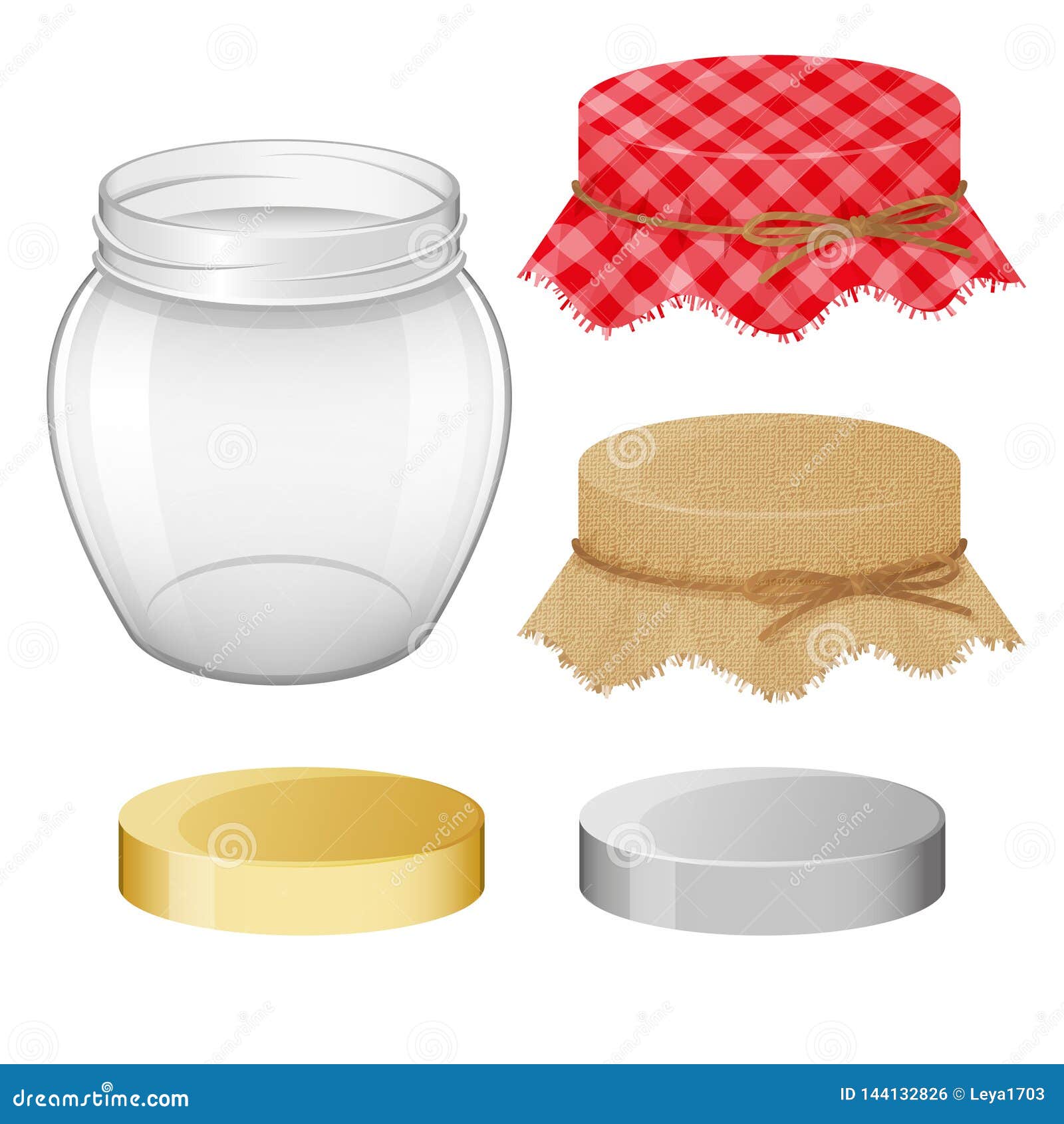 Collection of Different Objects. Glass Jar with Lids Stock Vector ...