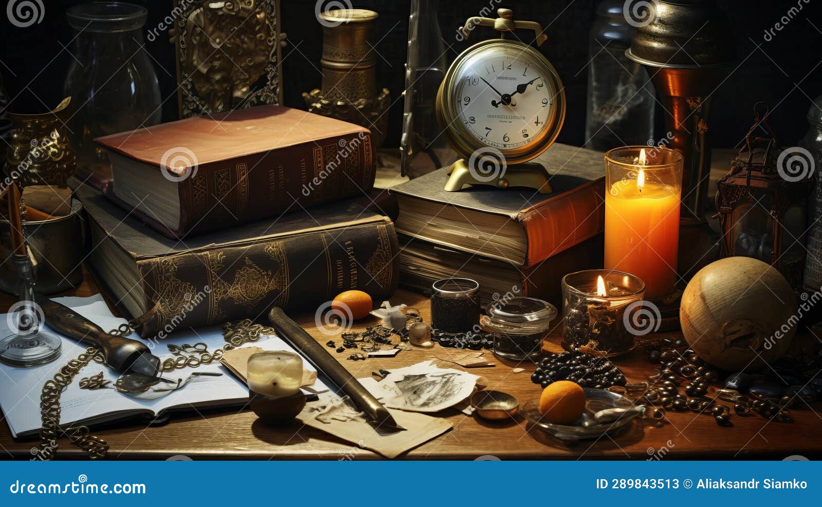 A Collection of Different Objects on a Table Stock Illustration ...