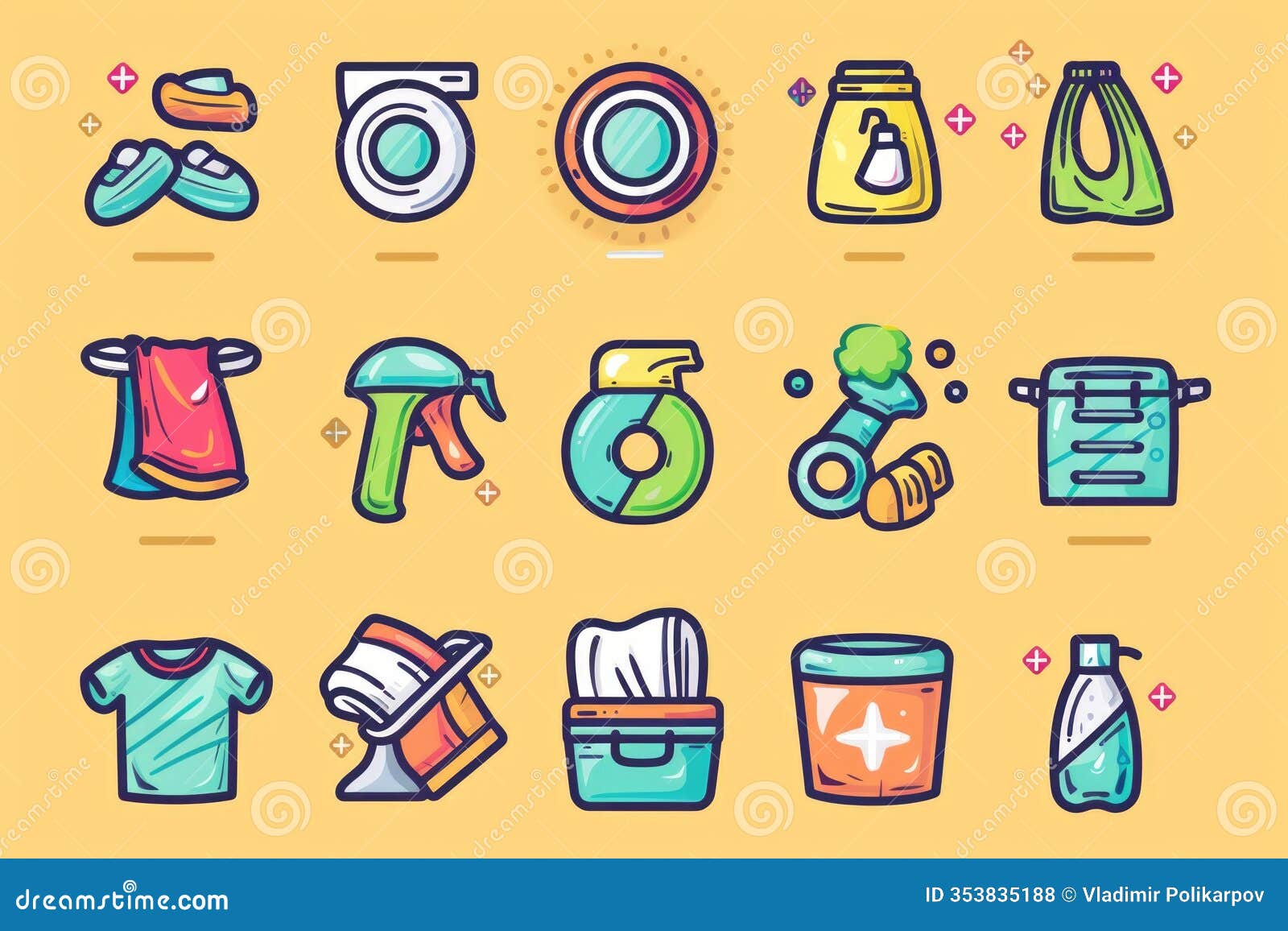 Collection of Different Objects on Vibrant Yellow Backdrop. Perfect for ...