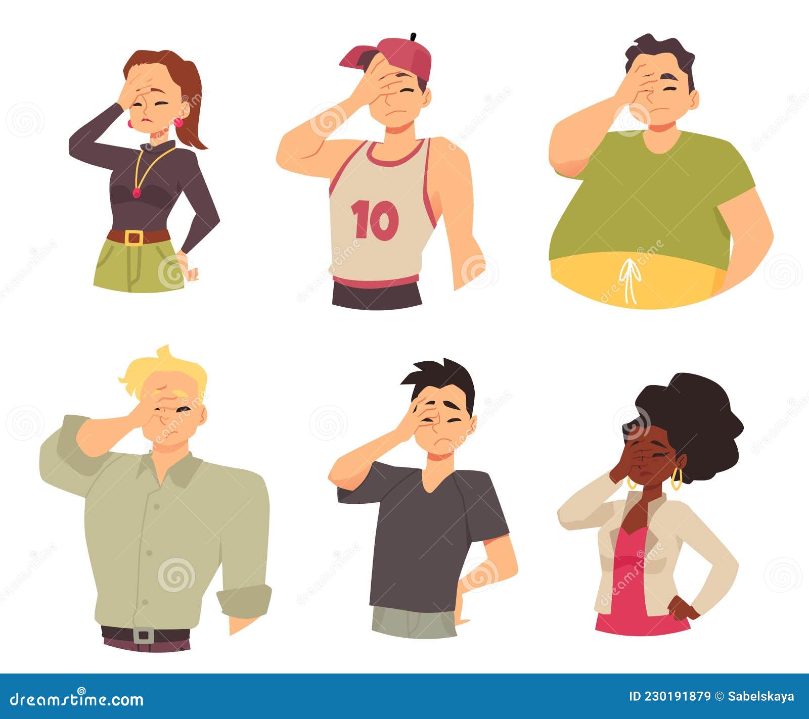 People Feeling Ashamed and Confused, Flat Vector Illustration Isolated ...