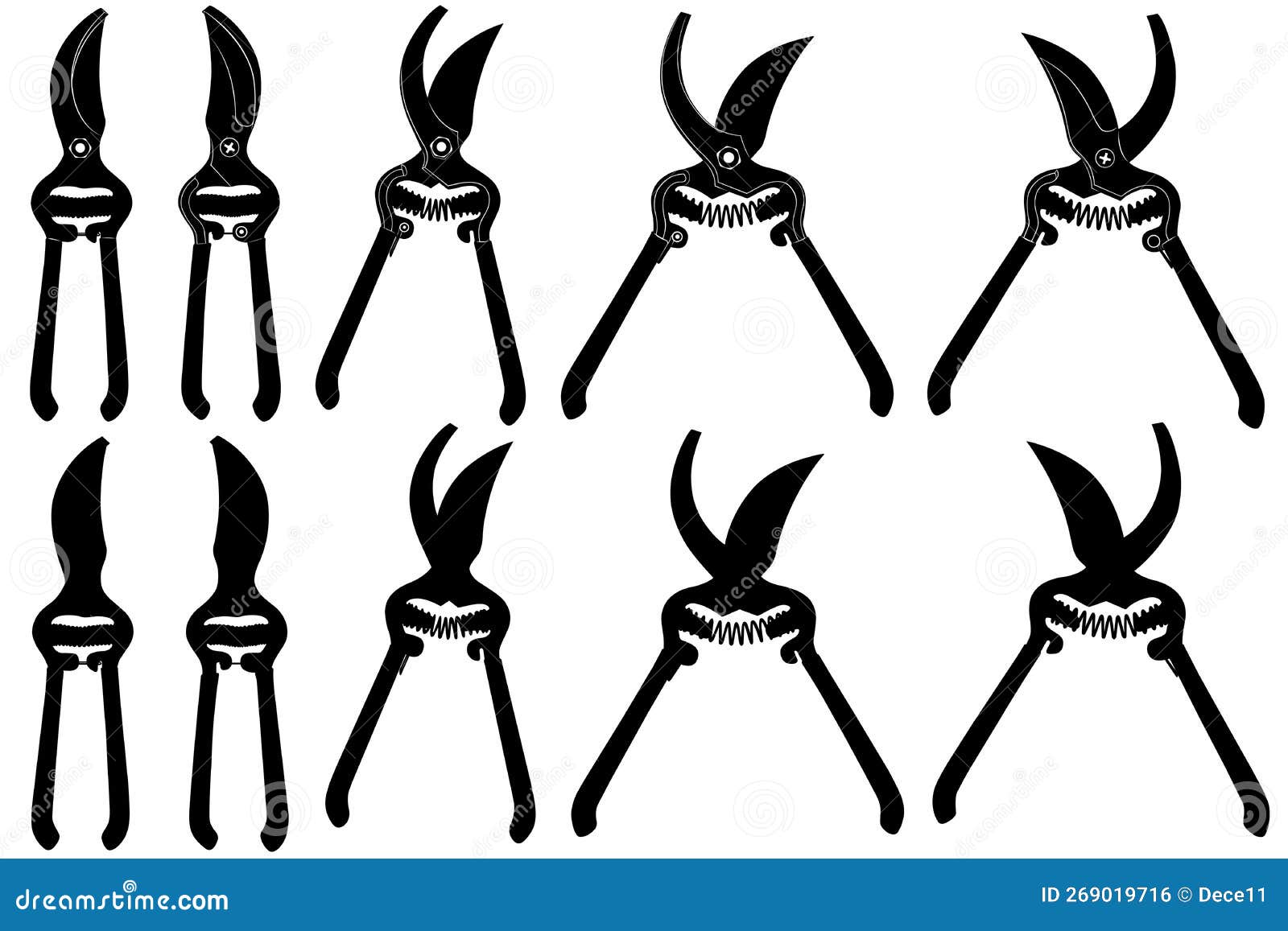 Collection of Different Pruning Shears Stock Vector - Illustration of ...