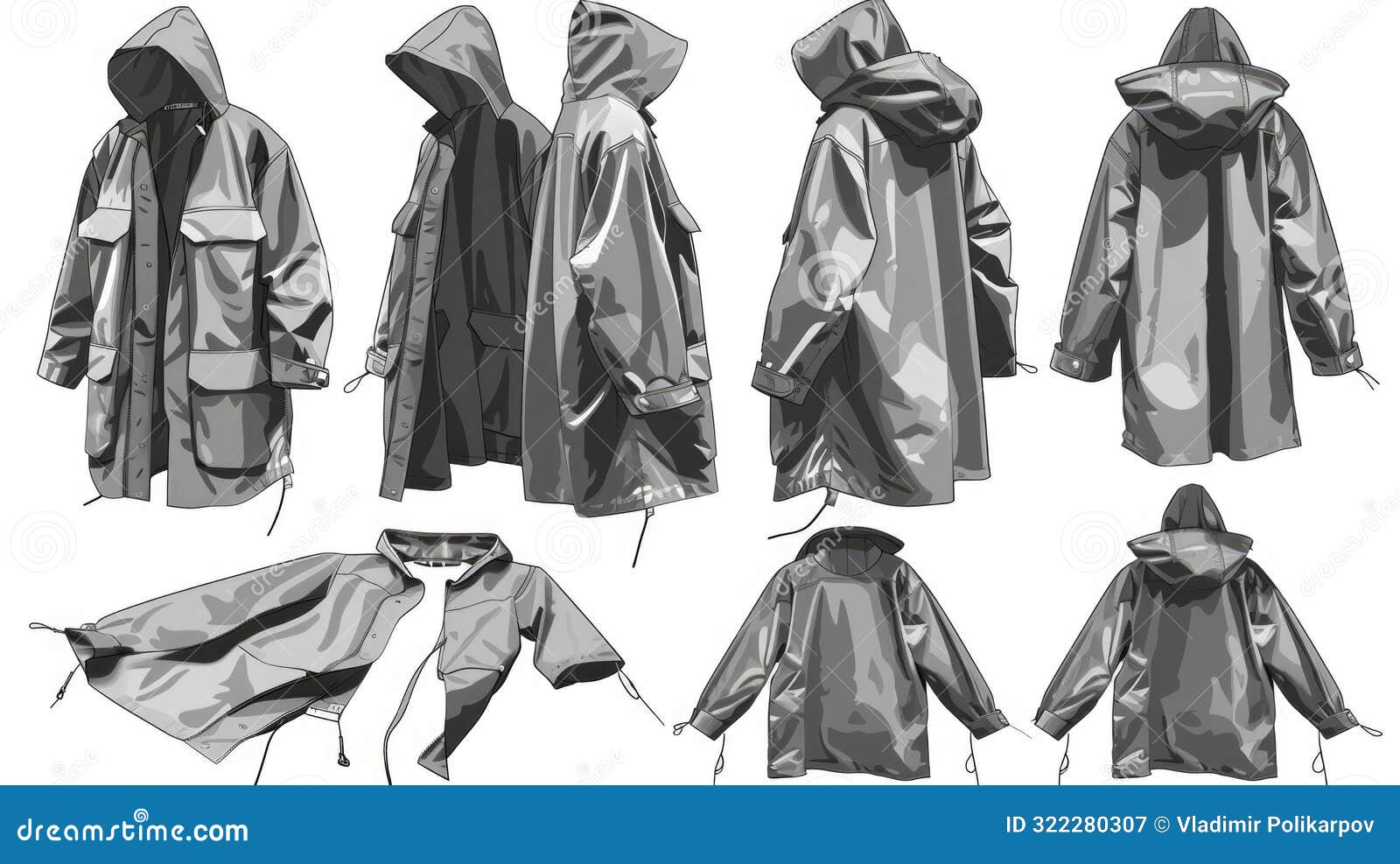 Collection of Different Raincoat Designs and Styles Stock Image - Image ...