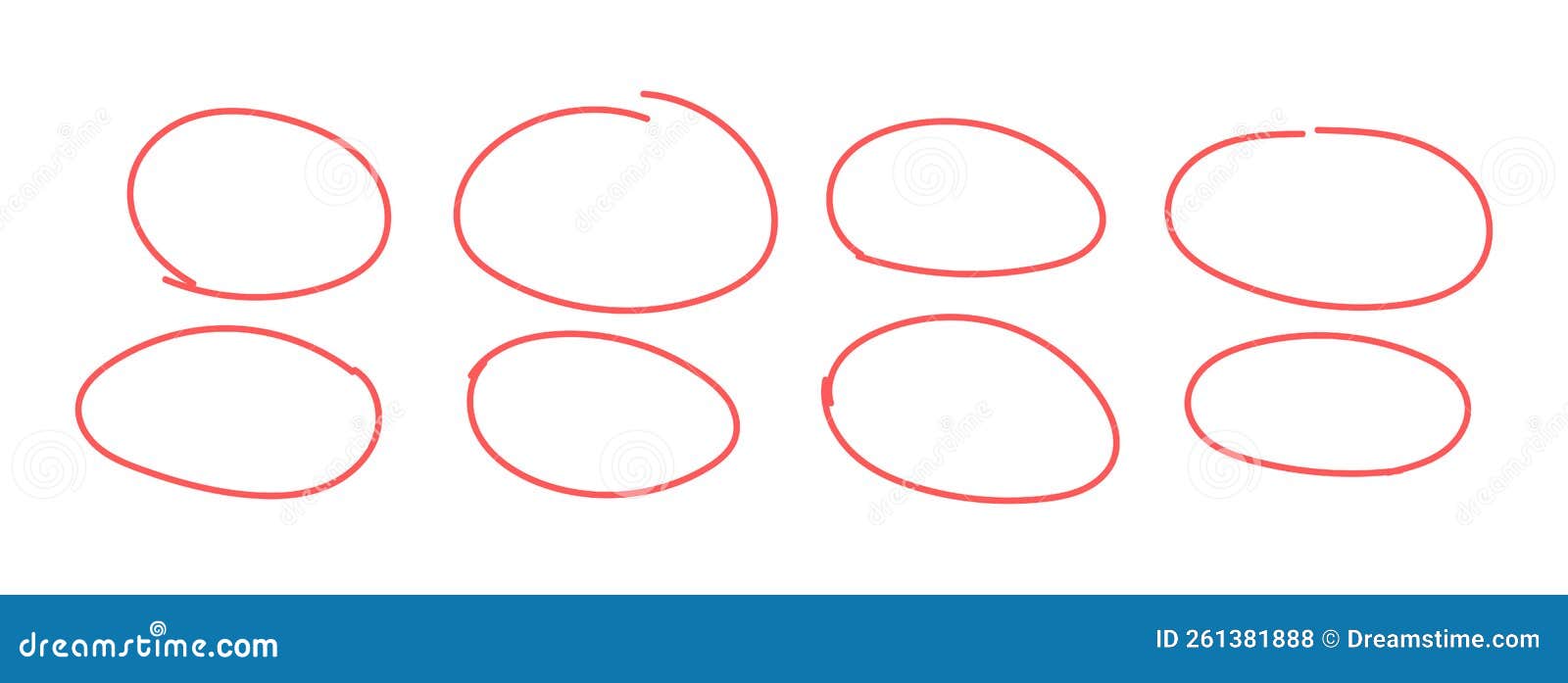 Collection of Different Red Circles. Set Hand Drawn Highlight Circle ...
