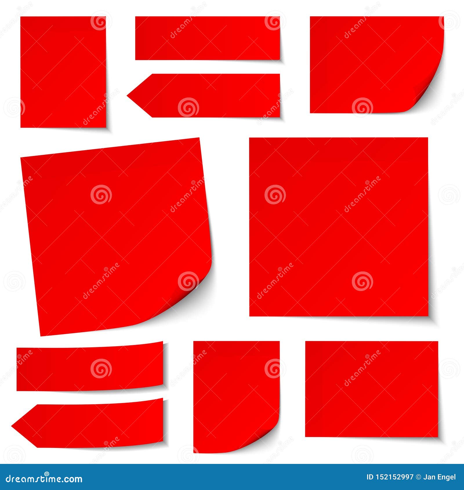 Set of Different Red Sticky Notes with Shadow Stock Vector ...