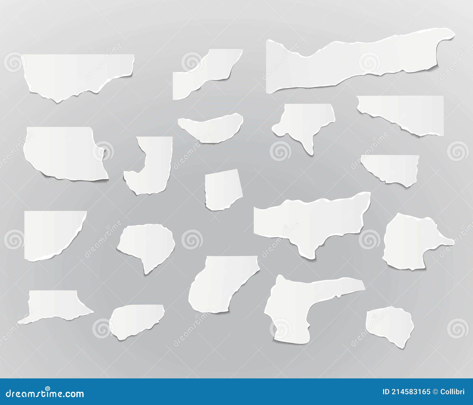 Collection Different Shapes Torn Paper Pieces. Stock Vector ...