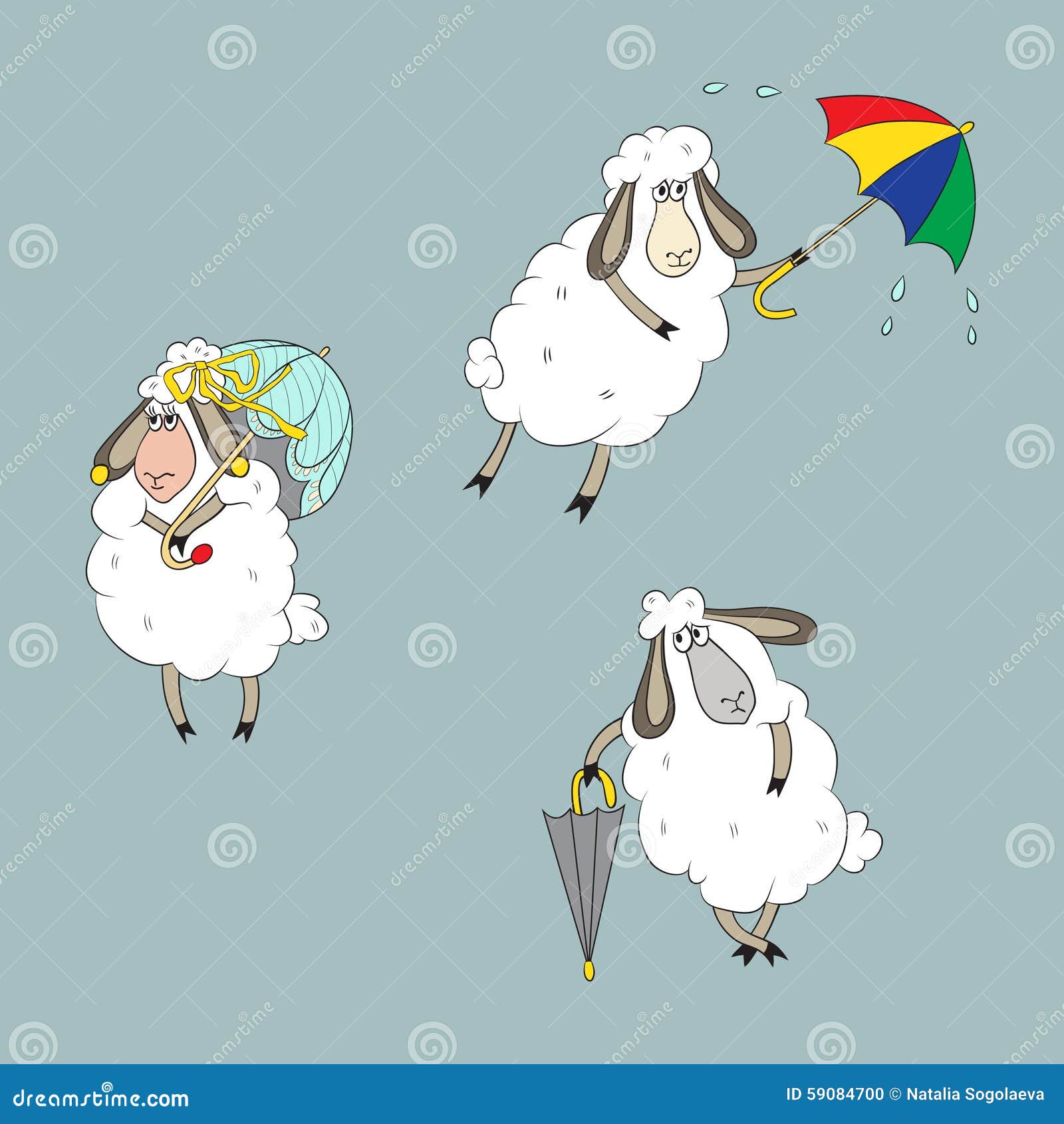 Collection with Different Sheep Stock Illustration - Illustration of ...