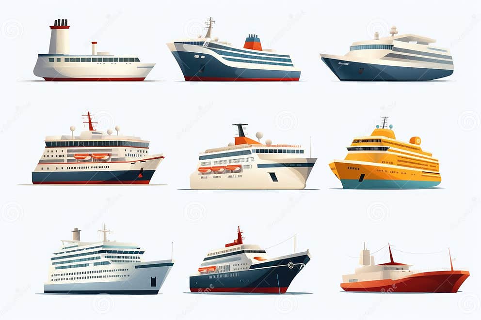 Collection of Different Ships on a Plain White Backdrop, Suitable for ...