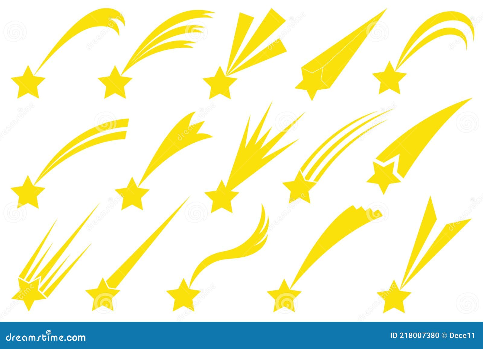 Collection of Different Shooting Stars Stock Vector - Illustration of ...