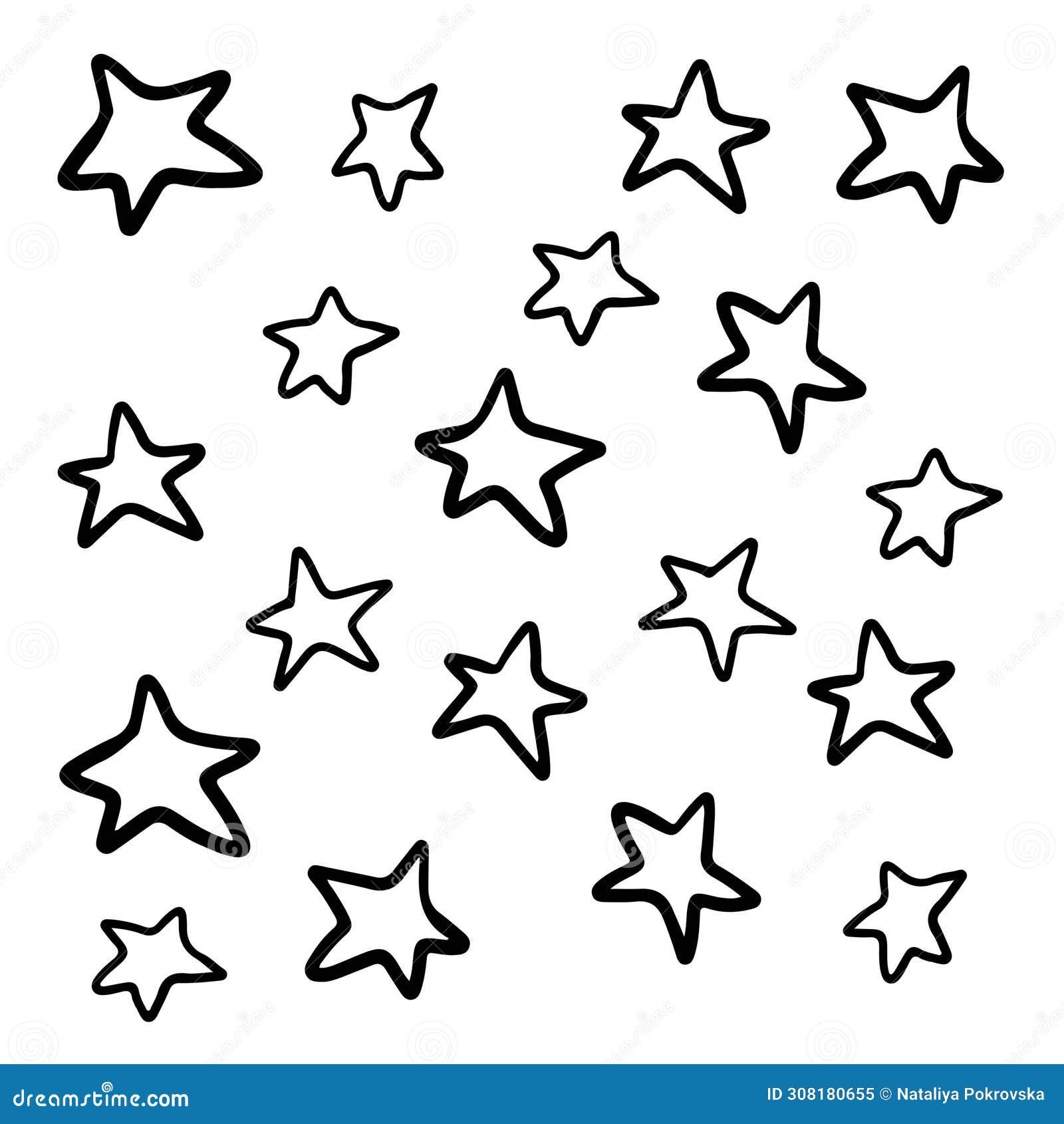 Collection of Different Simple Doodle Hearts Isolated on White ...