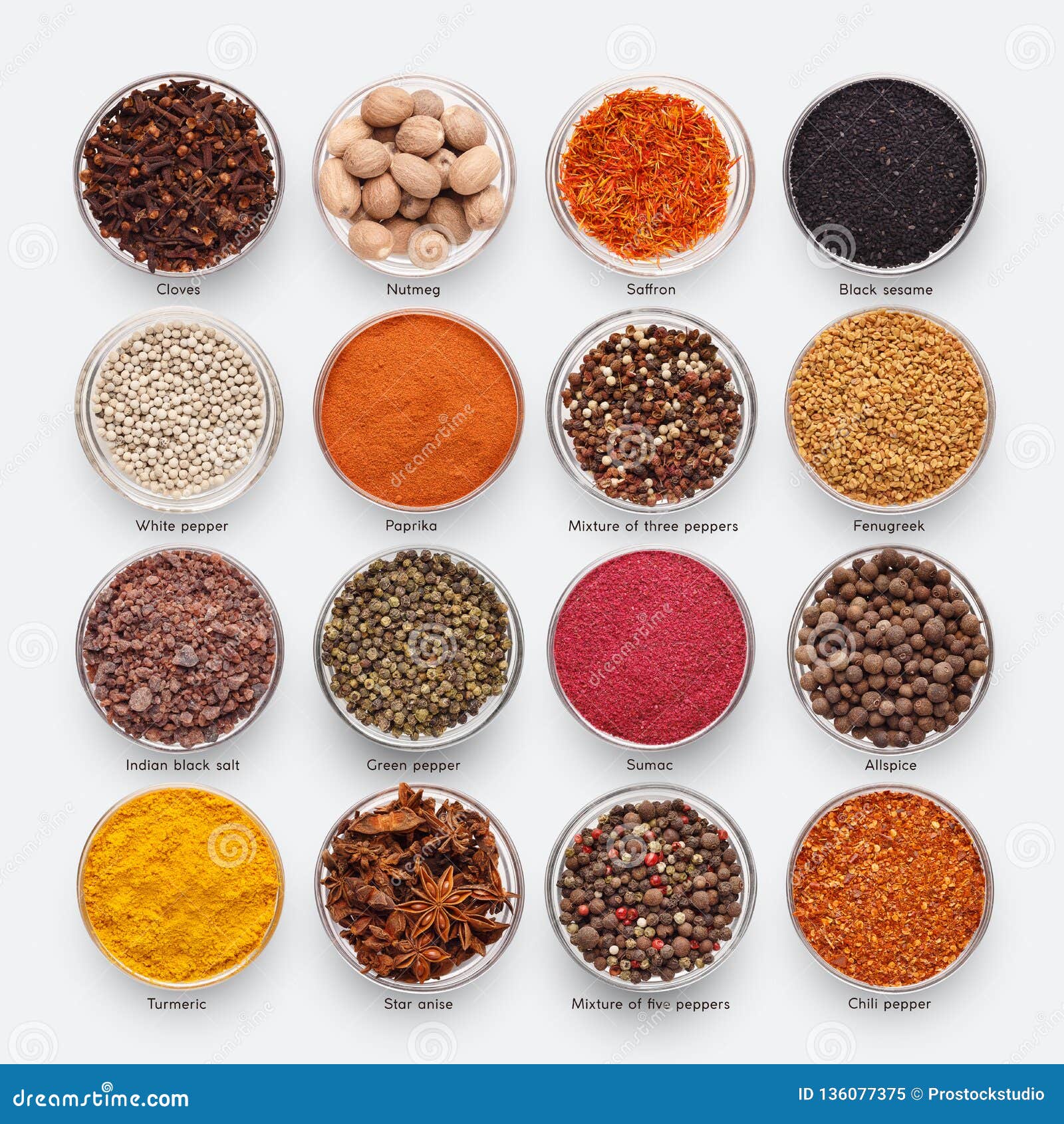 Collection of Different Spices on White Background Stock Image - Image ...