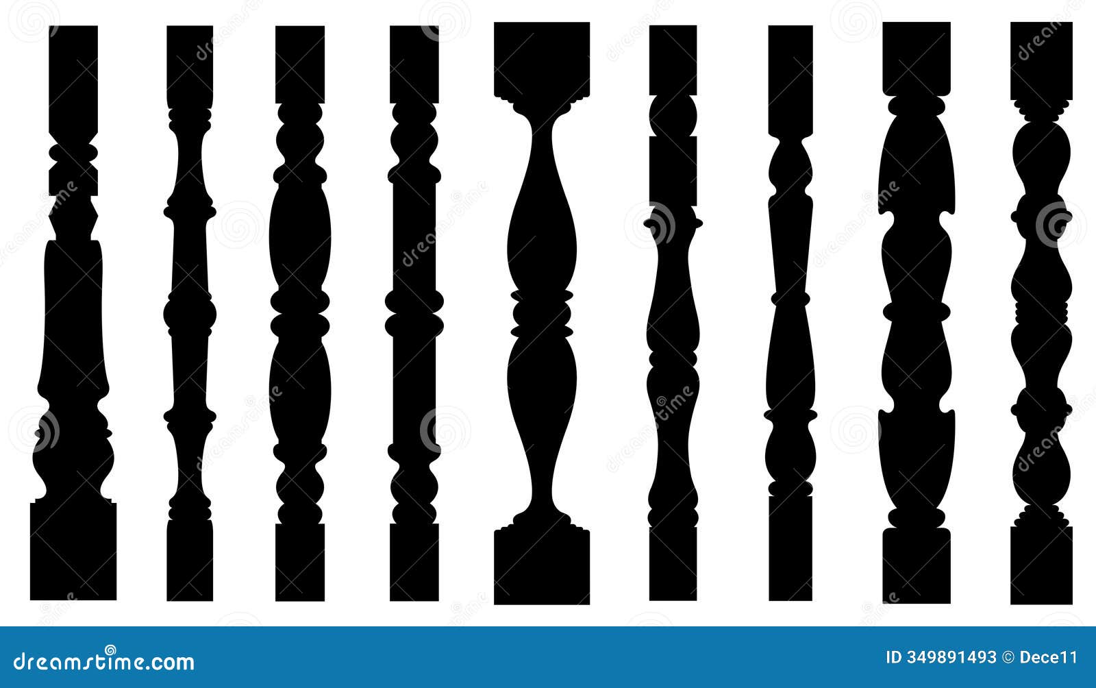 Collection of Different Stair Spindles and Balusters Stock Vector ...