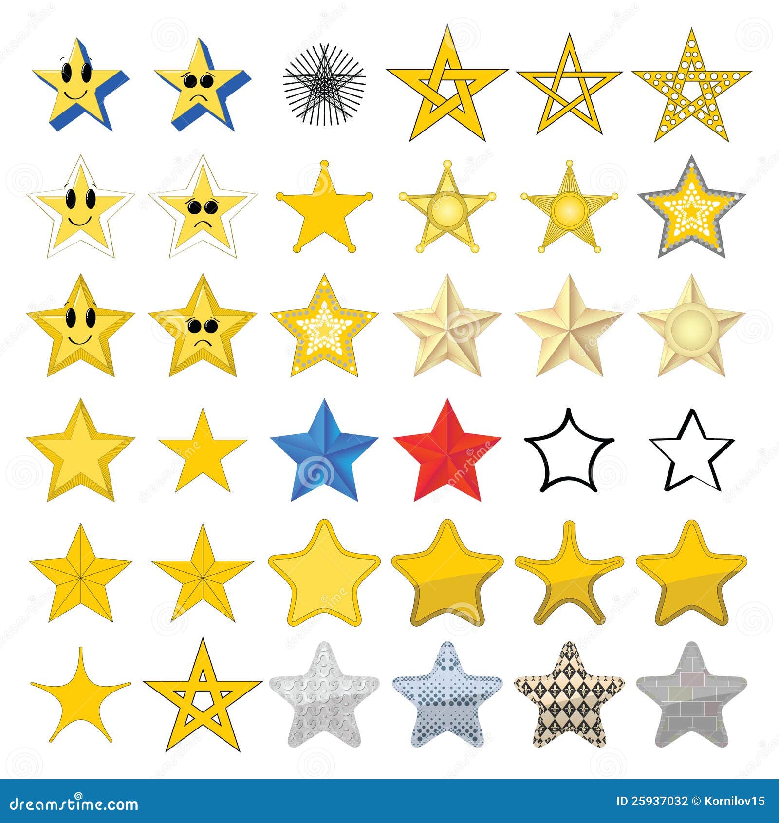 Collection of Different Stars Stock Vector - Illustration of collection ...