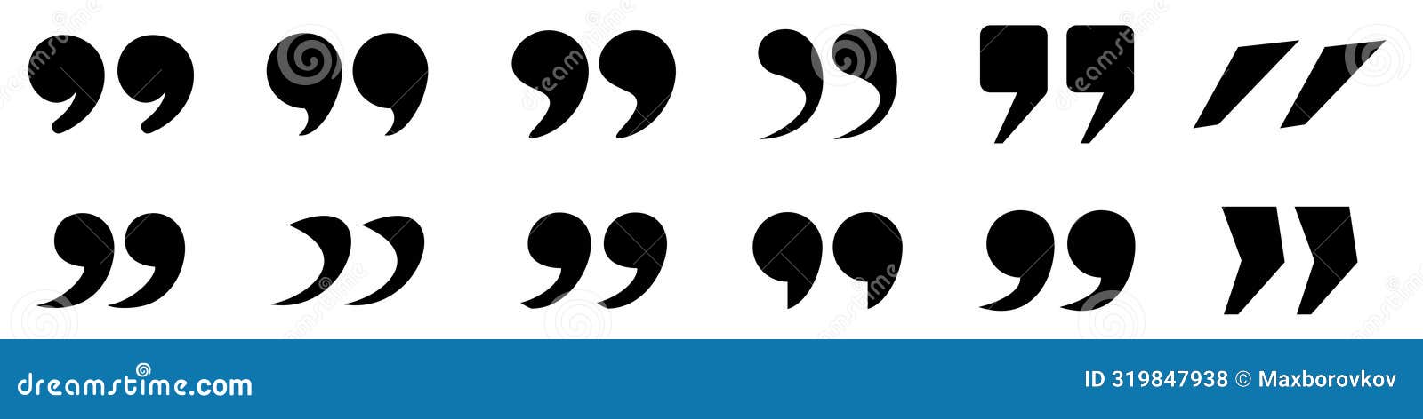 A Collection of Different Styles of Black Quotation Marks, Showcasing ...