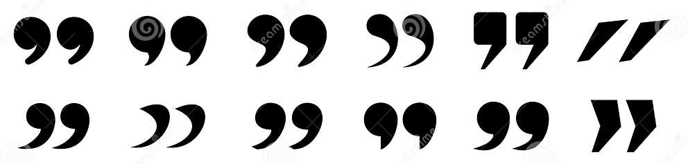 A Collection of Different Styles of Black Quotation Marks, Showcasing ...