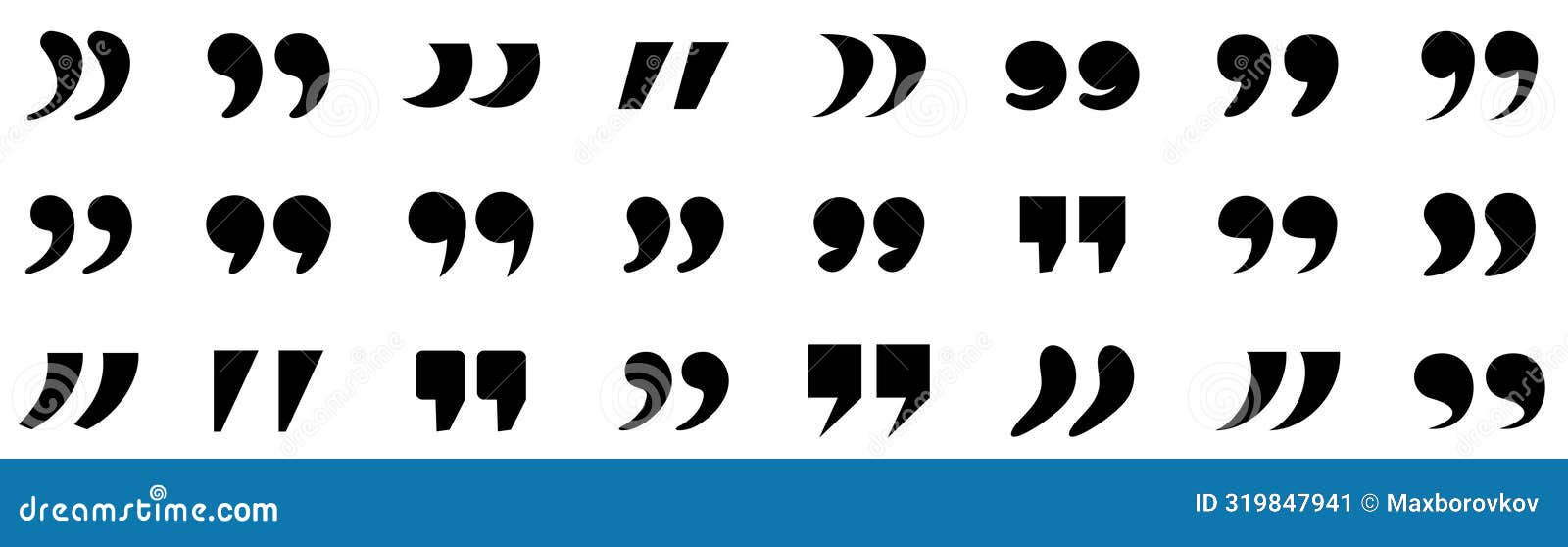 A Collection of Different Styles of Black Quotation Marks, Showcasing ...