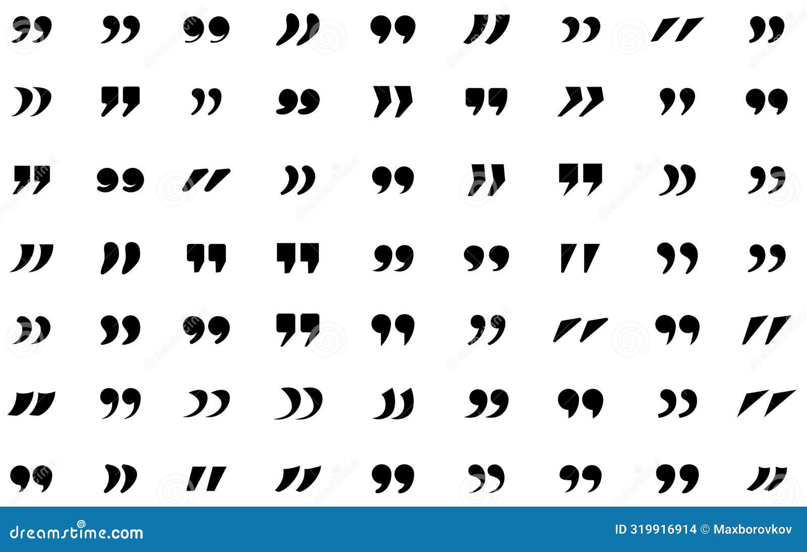 A Collection of Different Styles of Black Quotation Marks, Showcasing ...