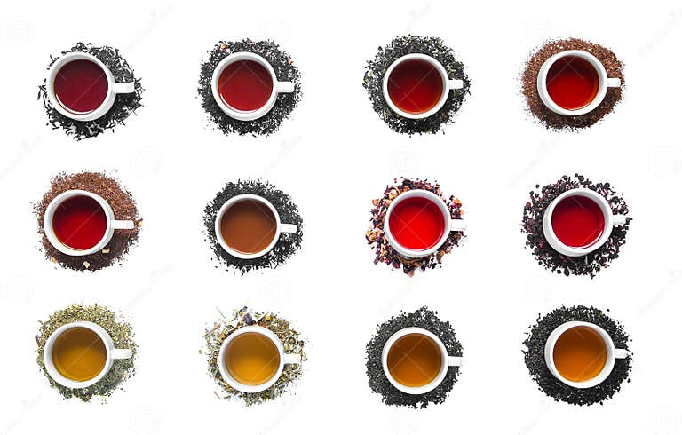 Collection of Different Teas in Cups Stock Image - Image of crop ...