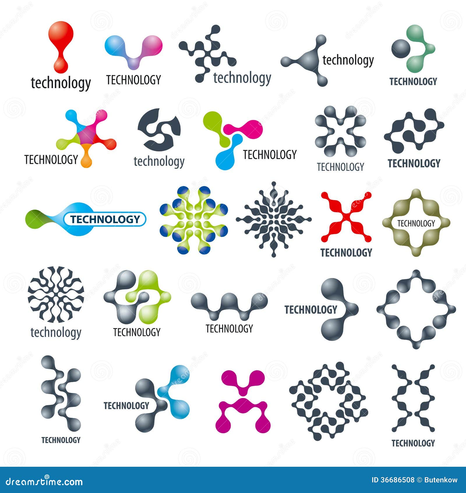 Collection of Different Technological Logos Stock Vector - Illustration ...