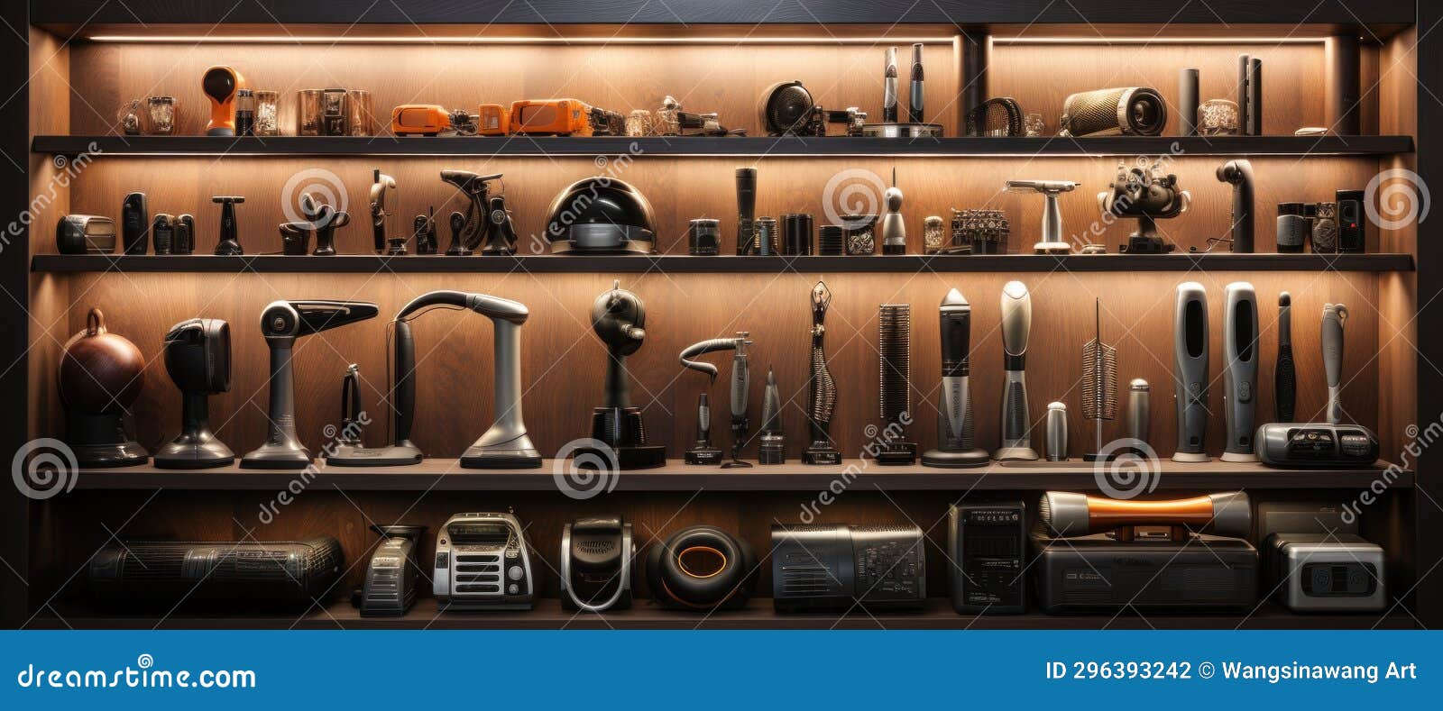 Collection of Different Tools in a Shop Shelf Stock Illustration ...