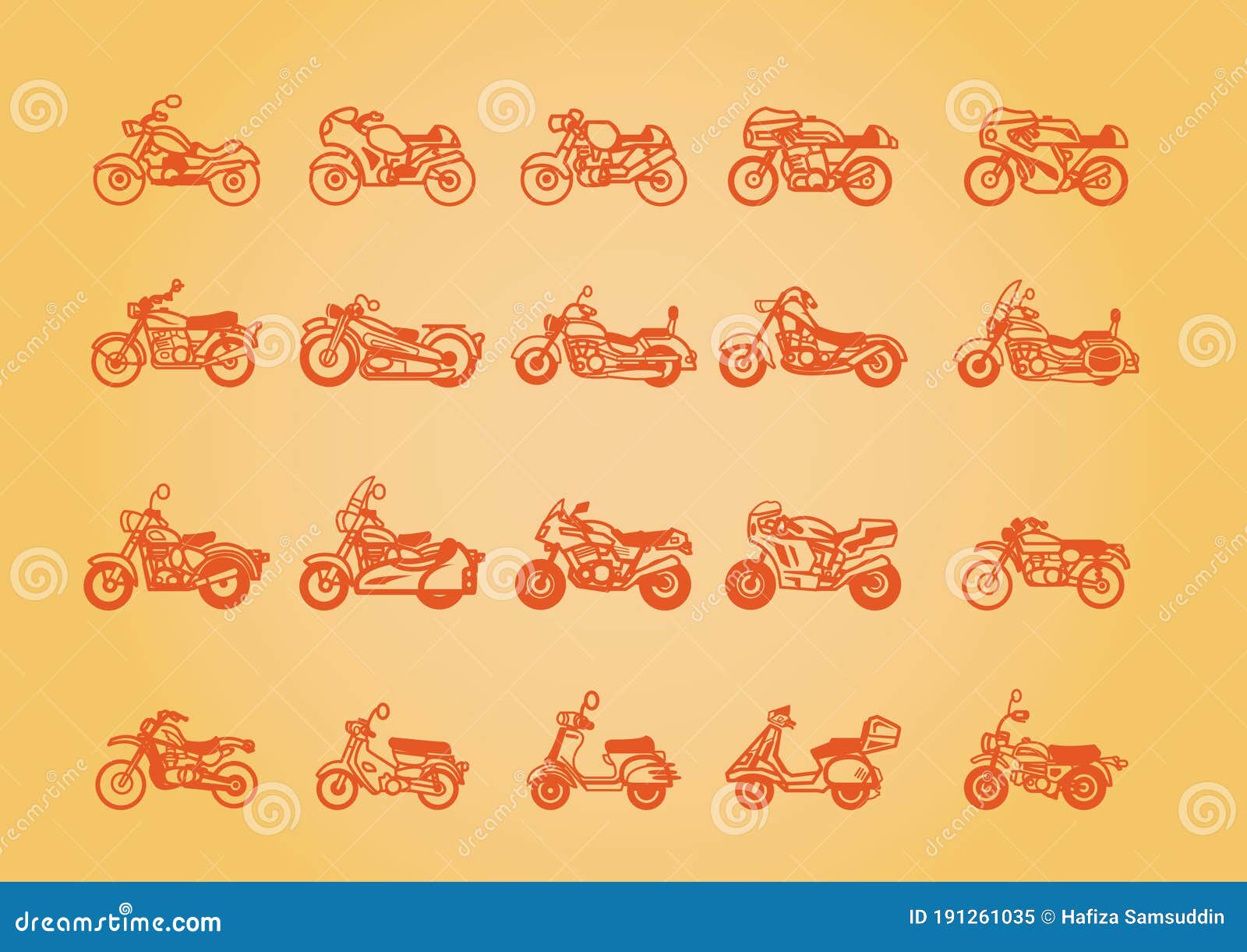 Collection of Different Two Wheelers. Vector Illustration Decorative ...