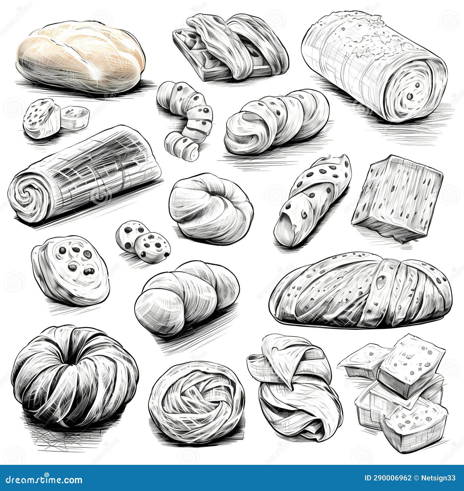 Collection of Different Types of Bread Stock Illustration ...