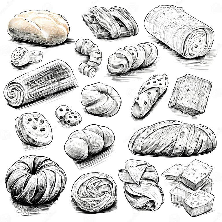 Collection of Different Types of Bread Stock Illustration ...