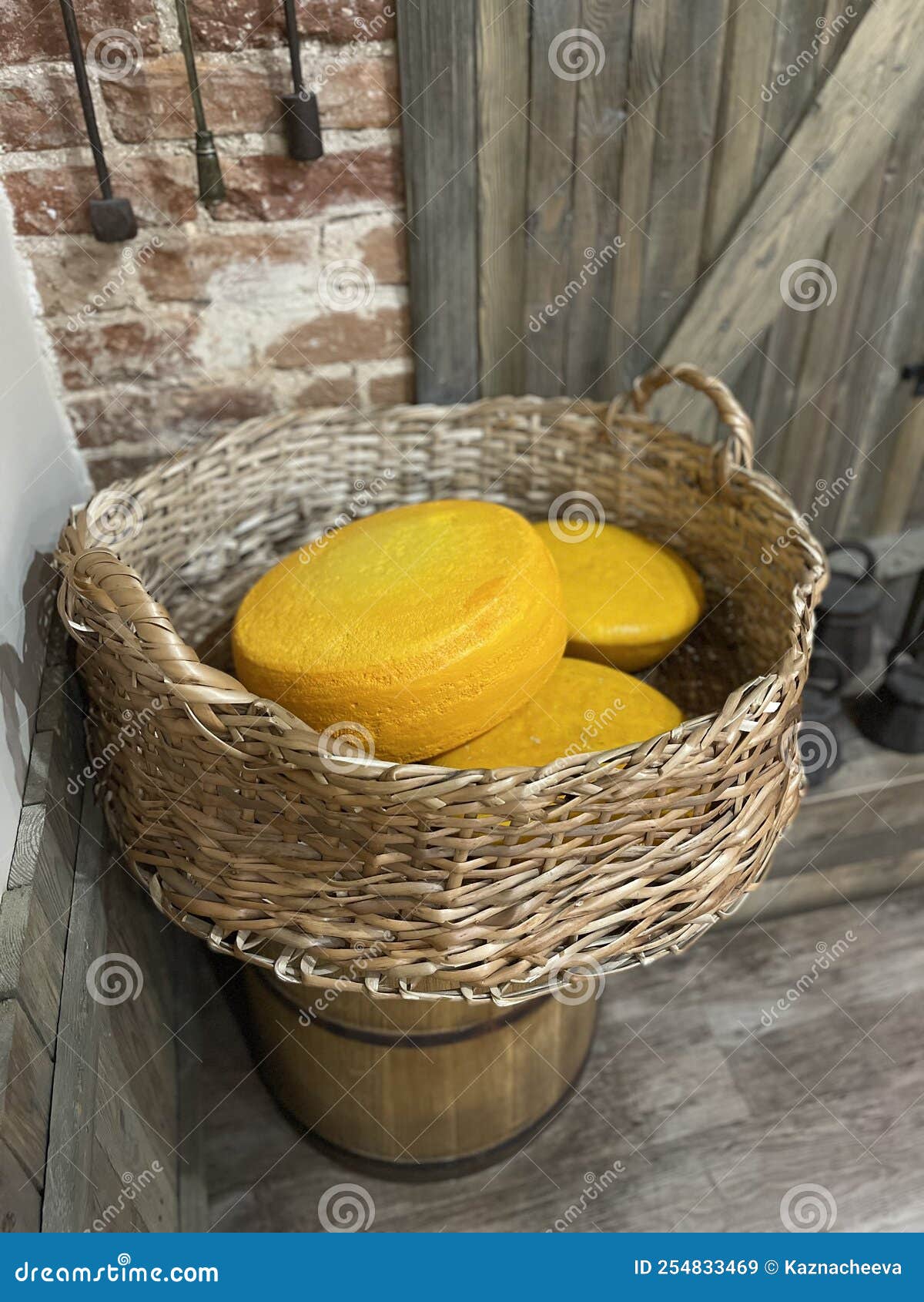 A Collection of Different Types of Cheese in a Basket Stock Image ...