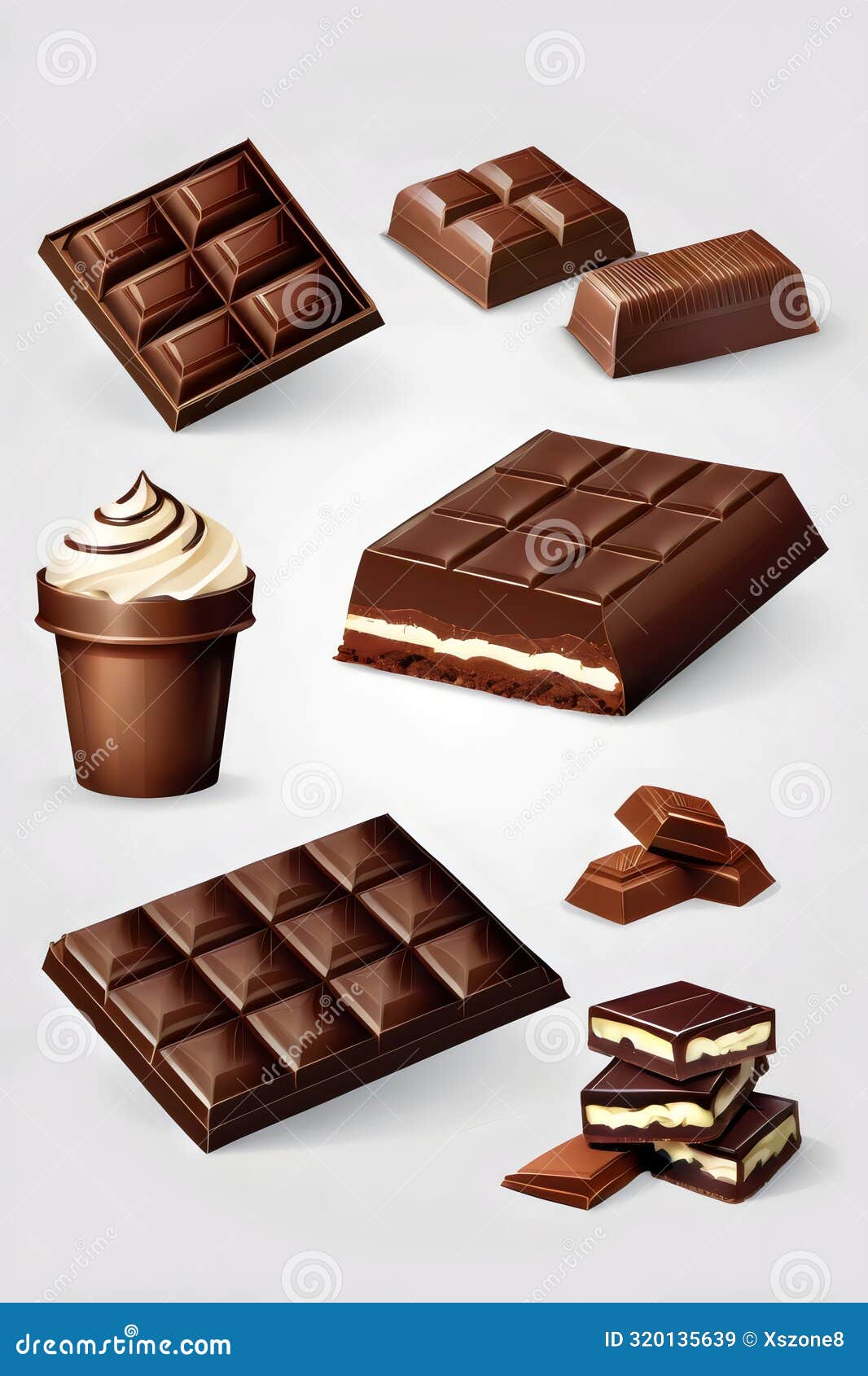Collection of Different Types of Chocolates and Milkshake Stock ...