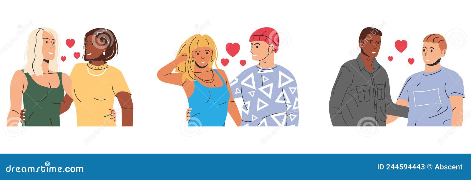 Collection of Different Types of Couples. Stock Vector - Illustration ...