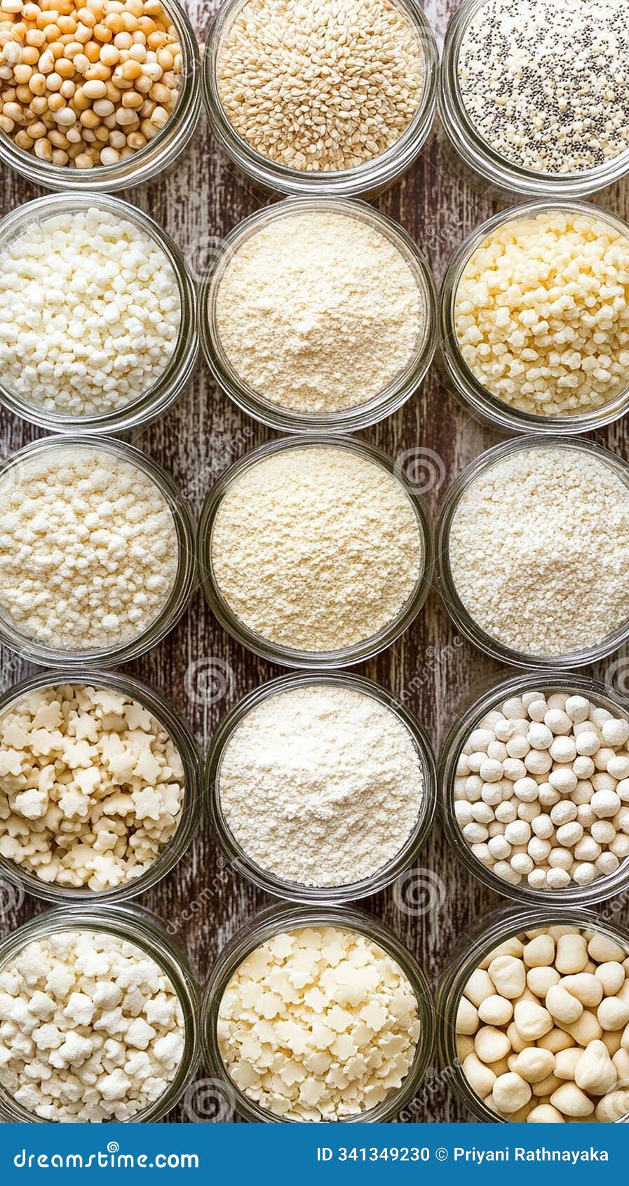 Collection of Different Types of Flour in Small Containers Stock Photo ...