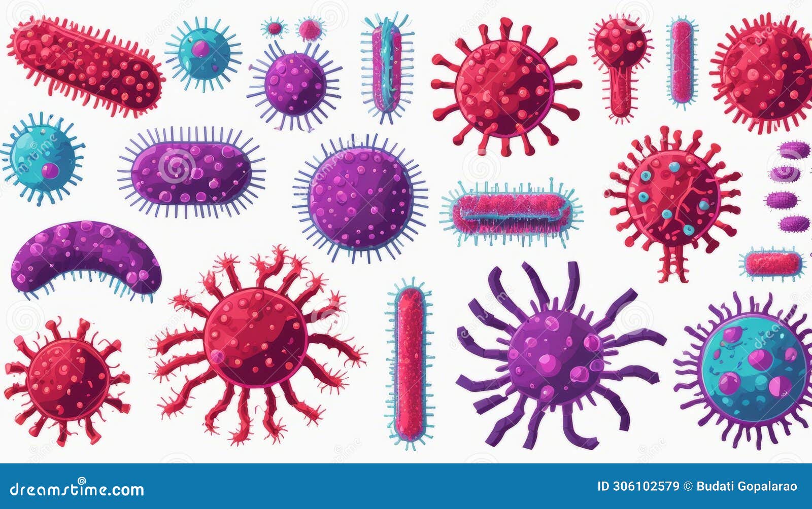 A Collection of Different Types of Germs and Bacteria Stock ...