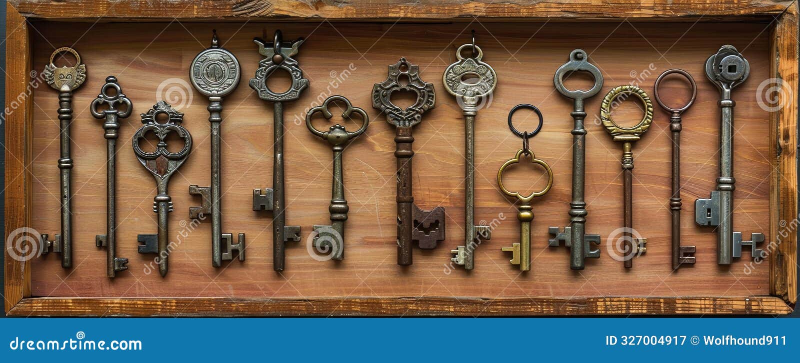 A Collection of Different Types of Keys Displayed in a Shadow Box Frame. Each Key Showcases Its ...
