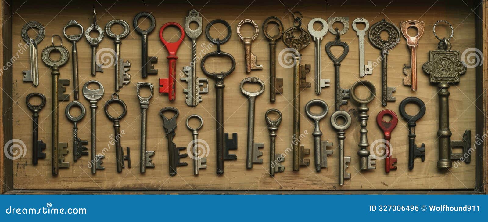 A Collection of Different Types of Keys Displayed in a Shadow Box Frame ...