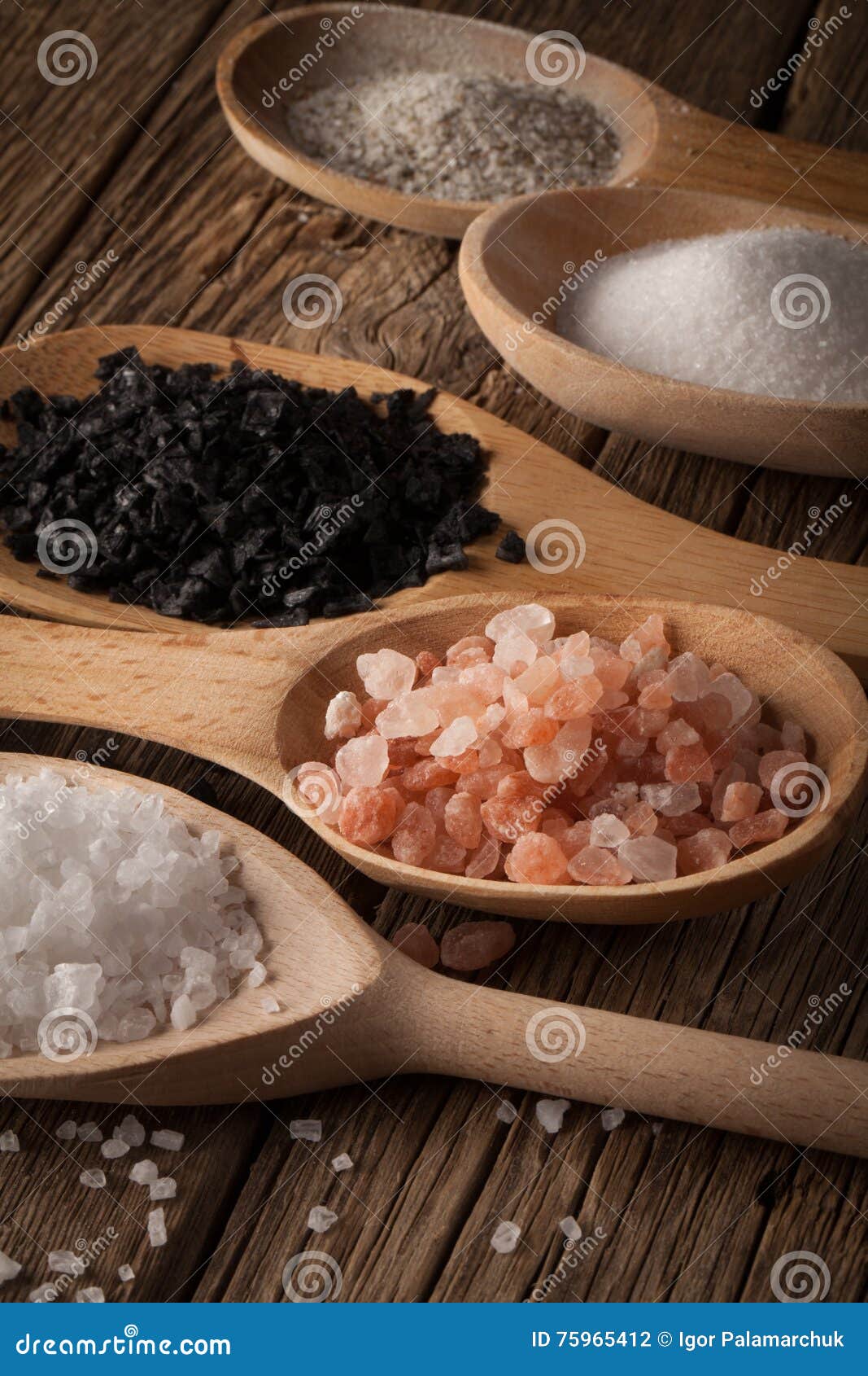 Collection of Different Types of Salt Stock Photo - Image of pink ...