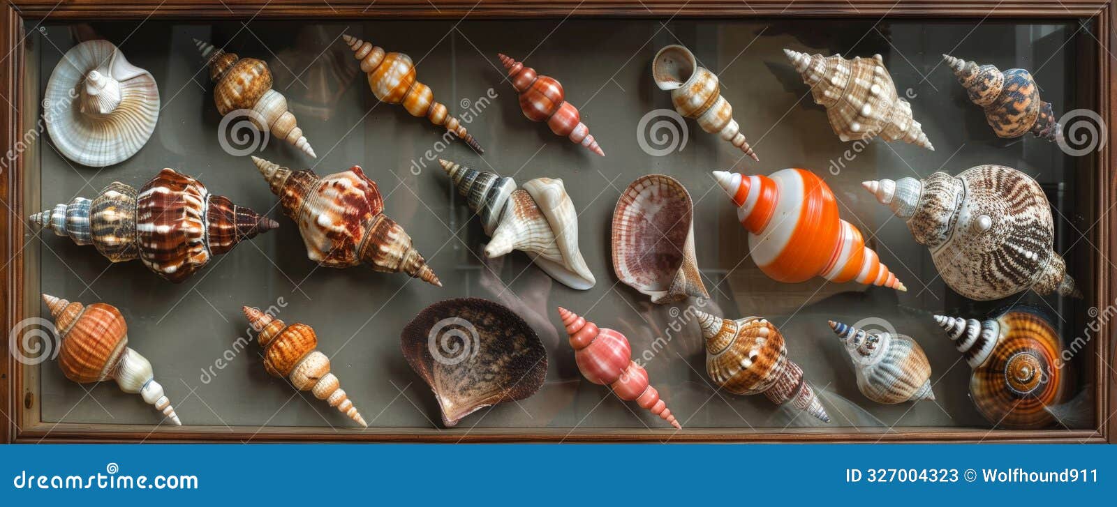 A Collection of Different Types of Shells Displayed in a Shadow Box ...