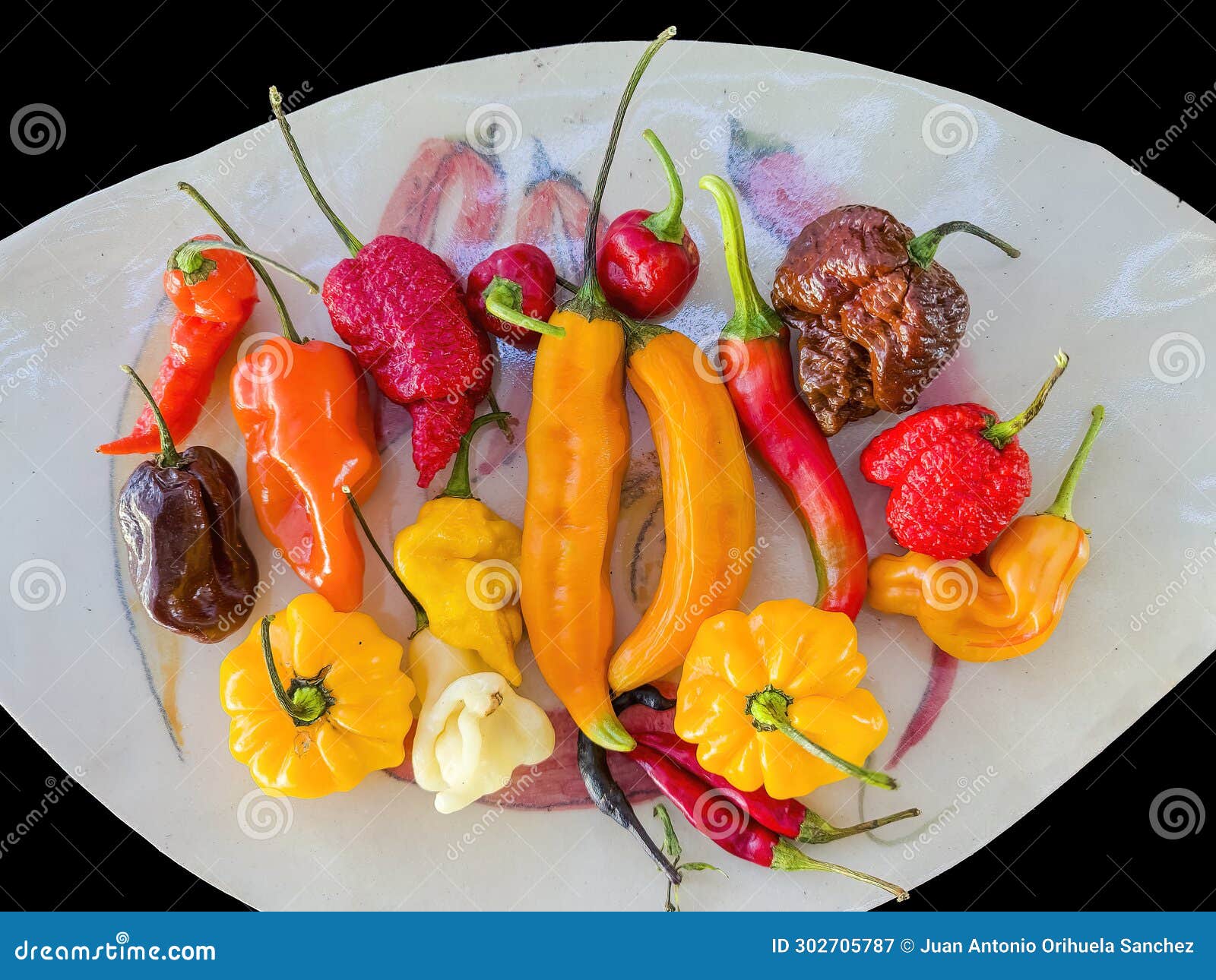 Collection of Different Types of Small Hot Peppers Stock Image - Image ...