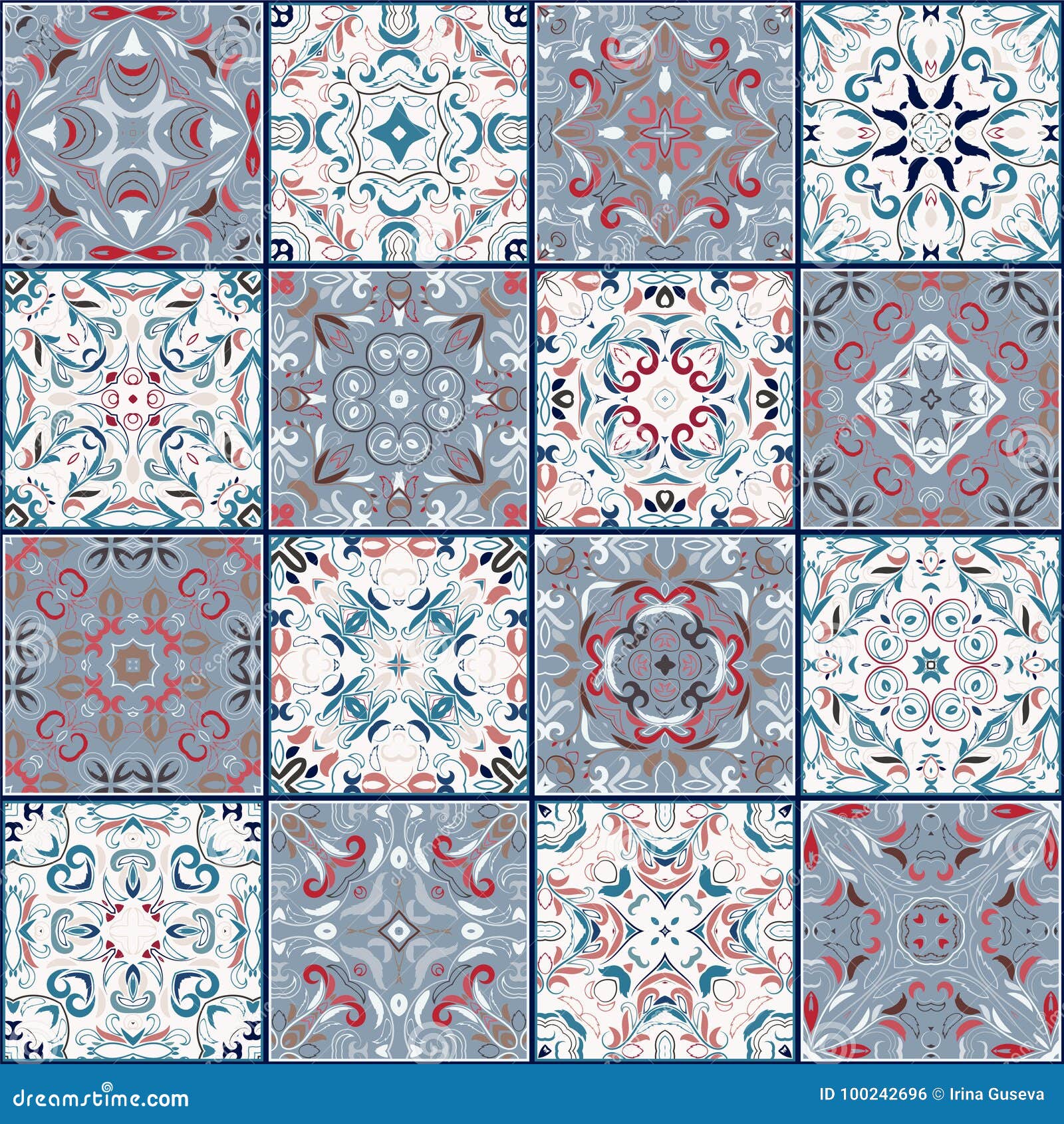 Collection of Different Vintage Tiles Stock Vector - Illustration of ...