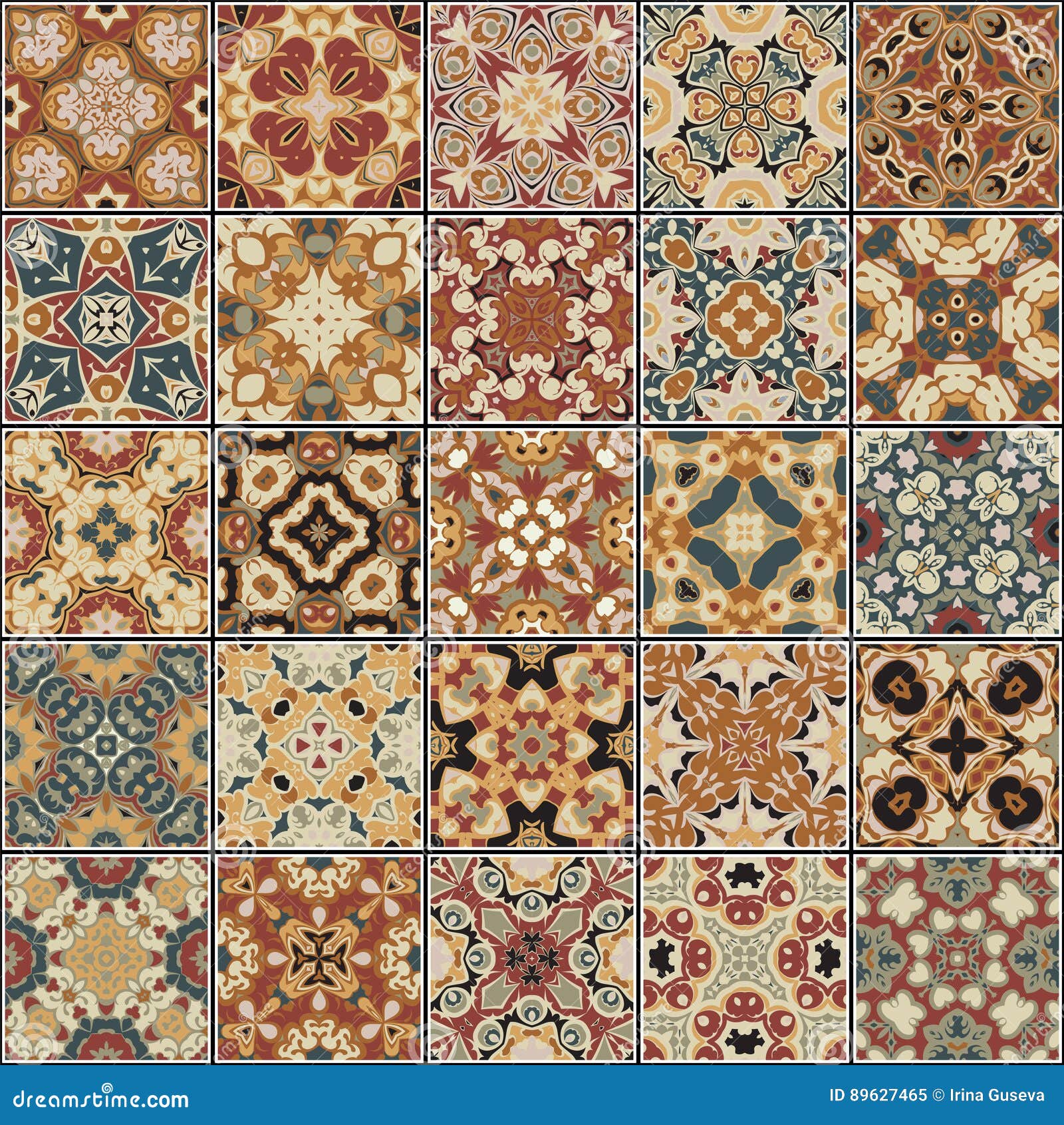 Collection of Different Vintage Tiles Stock Vector - Illustration of ...