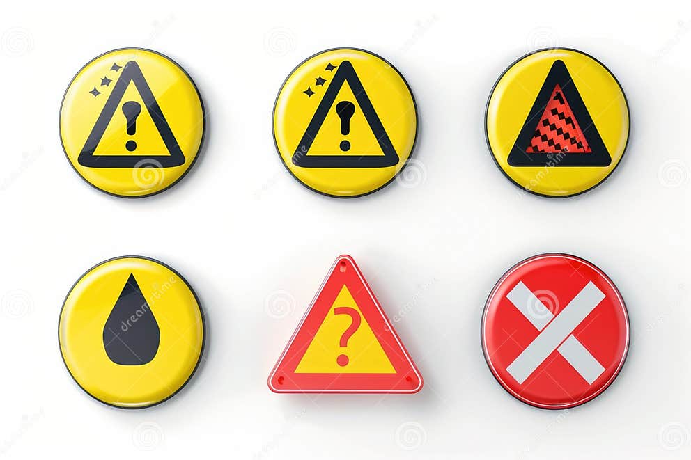 A Collection of Different Warning Signs on a White Surface. Suitable ...