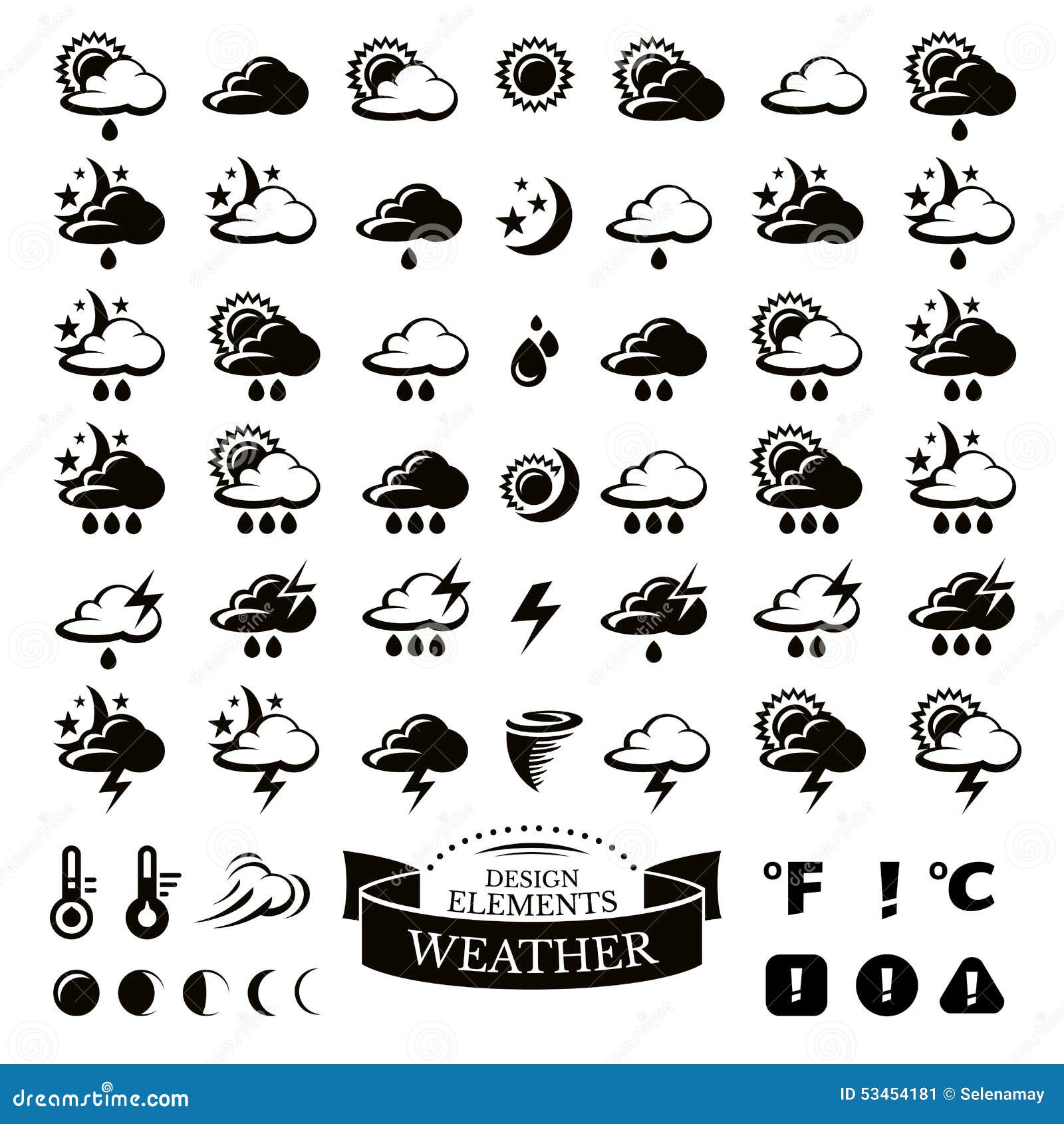 Collection of Different Weather Icons Stock Vector - Illustration of ...