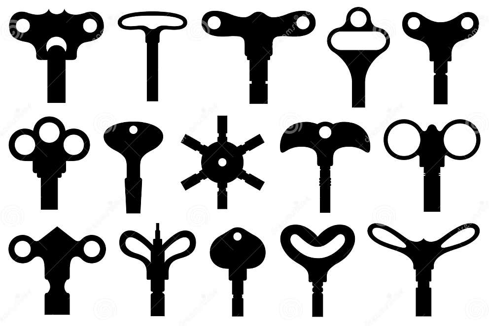 Collection of Different Wind Up Keys Stock Vector - Illustration of ...