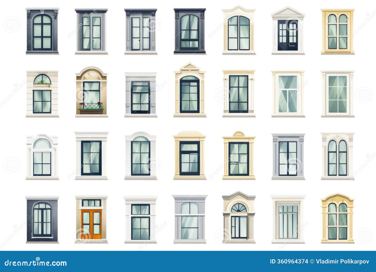 Collection of Different Window Designs, Ideal for Architectural ...