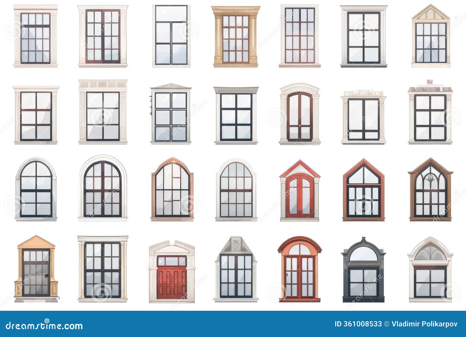 Collection of Different Window Designs, Perfect for Architectural ...