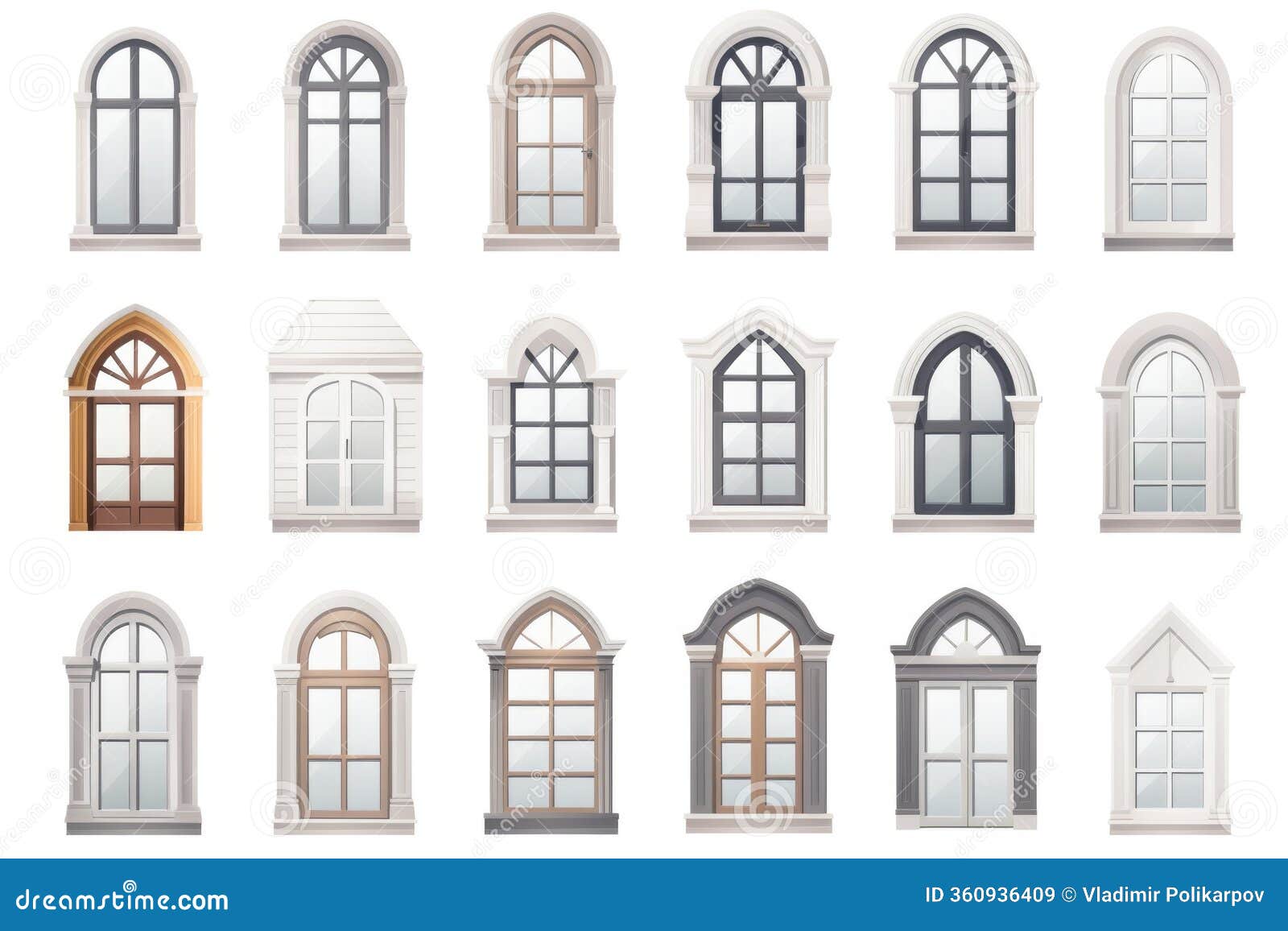 Collection of Different Window Styles. Ideal for Architectural Projects ...